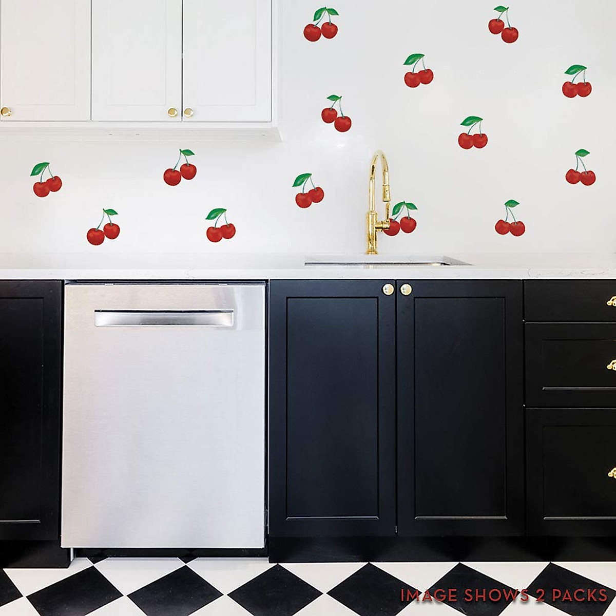 Tempaper Cherry Peel and Stick Wall Decals, red