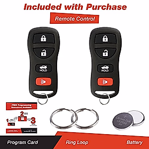 KeylessOption Keyless Entry Remote Control Car Key Fob for Nissan Infiniti KBRASTU15 (Pack of 2)
