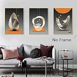 Bfgsrtcbox Orange Boho Canvas Wall Art Orange Geometric Abstract Geometric Painting Modern Geometric Wall Art Poster Orange Grey Orange Abstract Poster Orange and Grey Art 20x28inchx3 No Frame