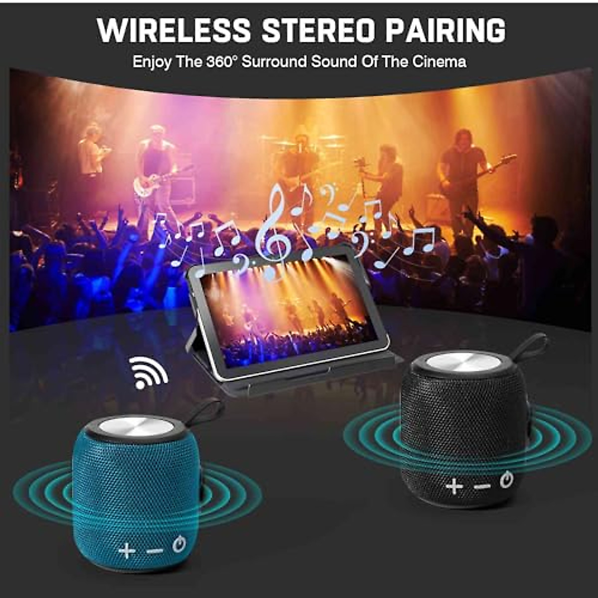 UrbanX Bluetooth Speaker: Powerful Stereo Sound, IPX7 Waterproof, True Wireless Stereo Pairing, Portable Design, Latest Bluetooth V5.2 - Perfect for Mini (2019), Beach, Outdoor, Home, Parties- Blue