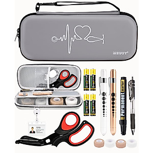 MEUUT 15 pcs Stethoscope Case Kits, Perfect Nurse Gift First Aid Kit with Stethoscope Case, Medical Scissor, Penlights with Batteries, Bandage Wraps, Badge Holders, Nurse Accessories for Nurses