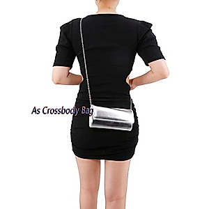 Gabrine Womens Hologram Holographic Evening Bag Shoulder Bag Crossbody Bag Handbag Clutch Purse for Wedding Party Prom(Silver)