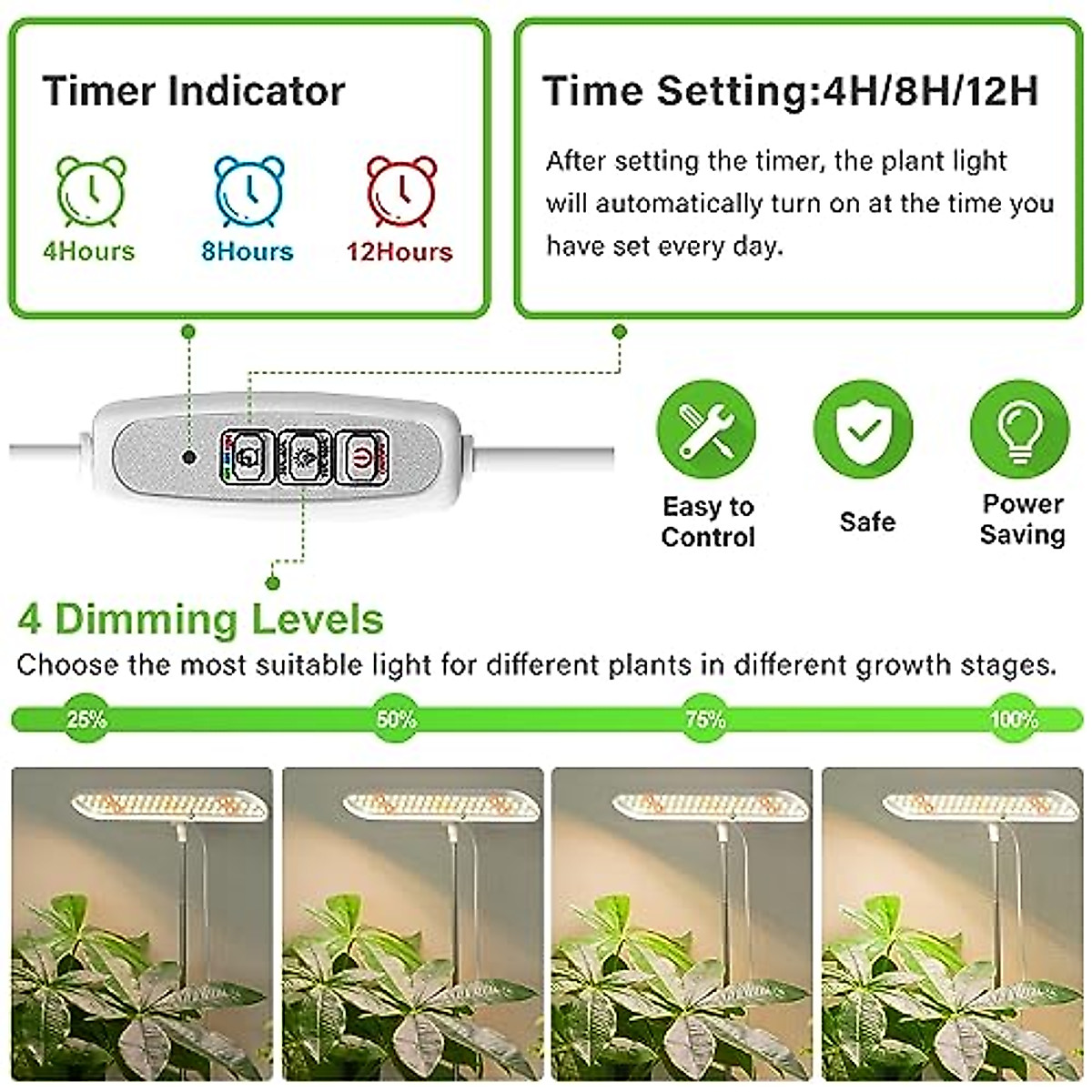 FOXGARDEN Grow Light, Full Spectrum Desktop Grow Lamp with Base, Bright LED Plant Light with Auto On/Off Timer 4/8/12H, 4 Dimmable Brightness, Height Adjustable, Ideal for Indoor Plants, 2 Packs