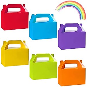 KOUQIYA Rainbow Party Treat Boxes, 24Pcs Candy Goodie Party Favor Boxes for Colorful Theme Kids Birthday Baby Shower Wedding Party Supplies Decorations