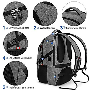 Bagsure Travel Laptop Backpack, Business Water Resistant Laptop Backpack with USB Charging Port, College Bag for Men & Women