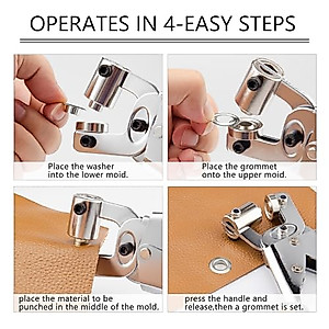 Grommet Tool Kit Eyelet Plier - Ecraft 3/8 Inch(10mm) Grommet Press Handheld Puncher Plier Kits with 500pcs Silver Grommets - Suitable for Punching Banners, Tarpaulin, Tents