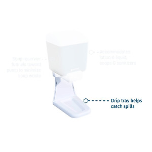 San Jamar Classic Soap Dispenser Drip Tray, Plastic, Wall Mounted, White (Pack of 6)