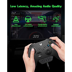 OLCLSS Stereo Headset Adapter, Xbox Controller Adapter Xbox Mic Adapter for Xbox One/One S/X/Elite 1/ Elite2/ Series S/X Controller-Adjust Audio Balance (Game Sound & Voice Chat)-Low Latency