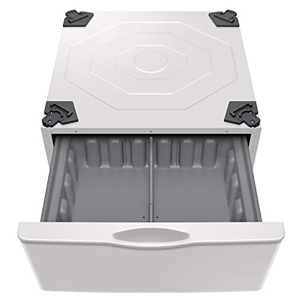 SAMSUNG 27-Inch Washer Dryer Pedestal Stand w/ Pull Out Laundry Storage Drawer, Stainless Steel, WE402NE/A3, Ivory