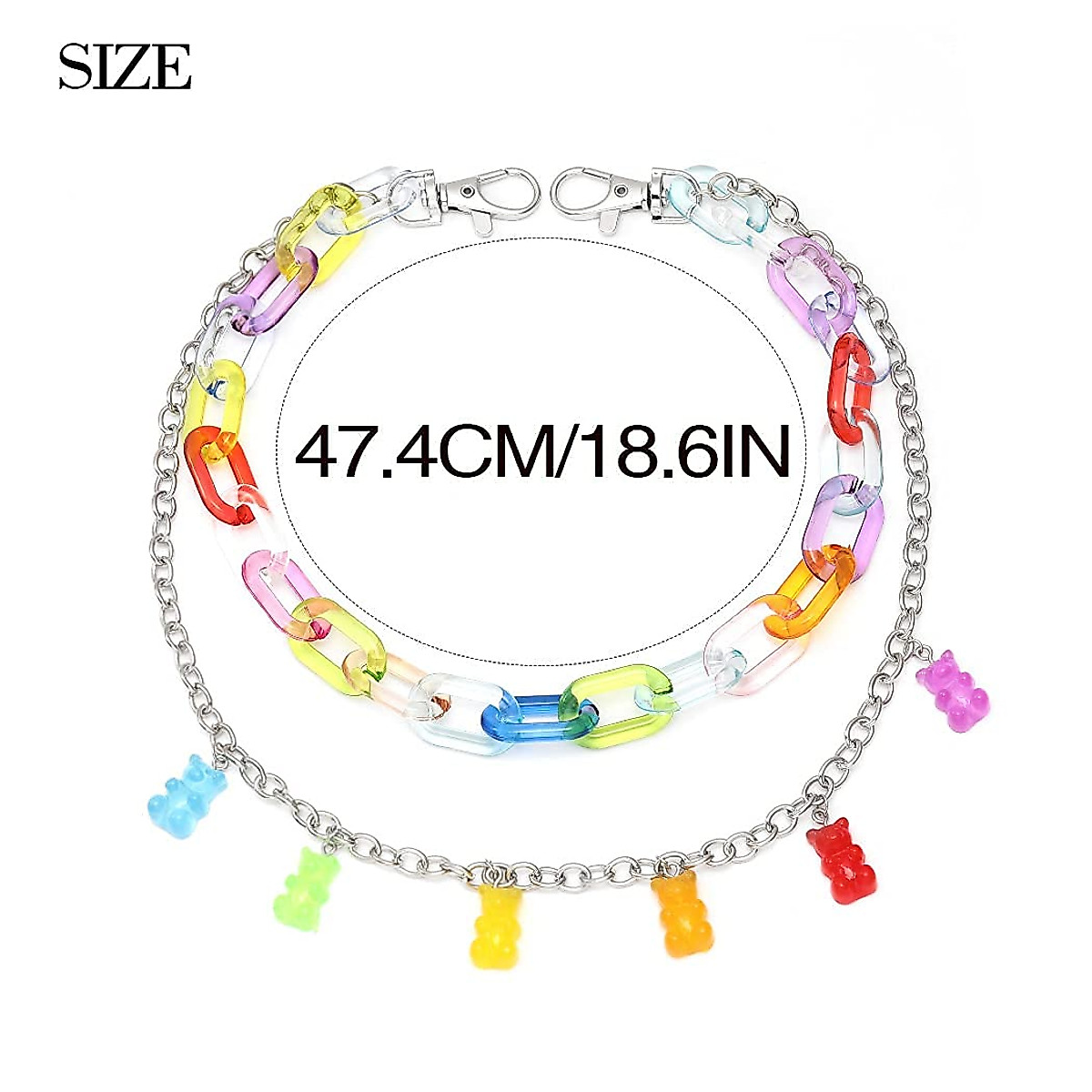 GENBREE Hip Hop Pants Chain Punk Colorful Jean Chains Layered Hipster Cool Trouser Chain Wallet Chain Waist Jewelry for Women and Girls