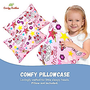 Comfy Turtles 13 x 18 Inch Toddler Size Pillowcase - Natural Cotton - Pillow Cover for Children, Boys, Girls & Kids - for Sweet Dreams, Sleeping & Travel - Soft & Breathable - Pink Castle