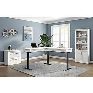 Martin Furniture Modern Wood Lower Doors Bookcase, Office Bookcase, Office Shelving, Office Storage, Fully Assembled, White