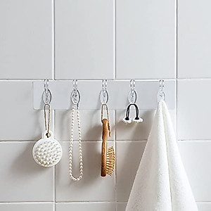 Multifunctional Transparent 6 Hooks,Transparent Adhesive Row Hooks,Punch-Free Wall-Mounted Hook, Kitchen Bathroom Hooks Waterproof Wall Hooks (3Hooks(6pcs))