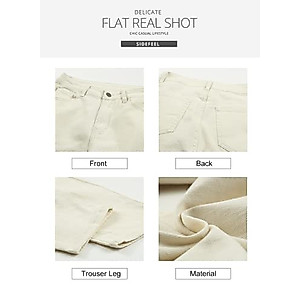 Sidefeel Womens High Waist Mom Jeans Crop Stretch Loose Fit Denim Pants US10 White