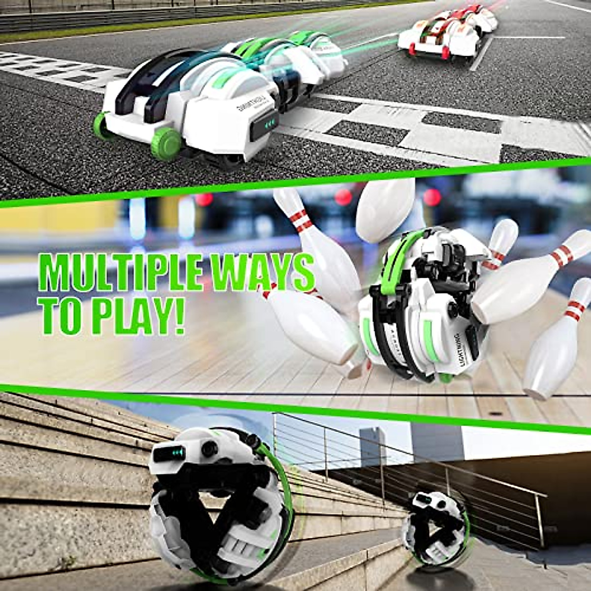 BAZADER RC Cars with LED Lights - Remote Control Car Snake 360° Roll Toys, Birthday for Kids Age 7 8 9 10 11+ Year Old, 2 Batteries 30+min, Indoor/Outdoor Toys for 6-12 yr Teen Boys