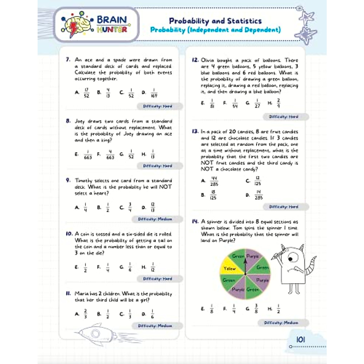 Math Practice Workbook Grades 6-8: 1000+ Questions You Need to Kill in Middle School by Brain Hunter Prep (Arithmetic, Algebra, Geometry, Measurement, ... more in Kill It Series by Brain Hunter Prep)