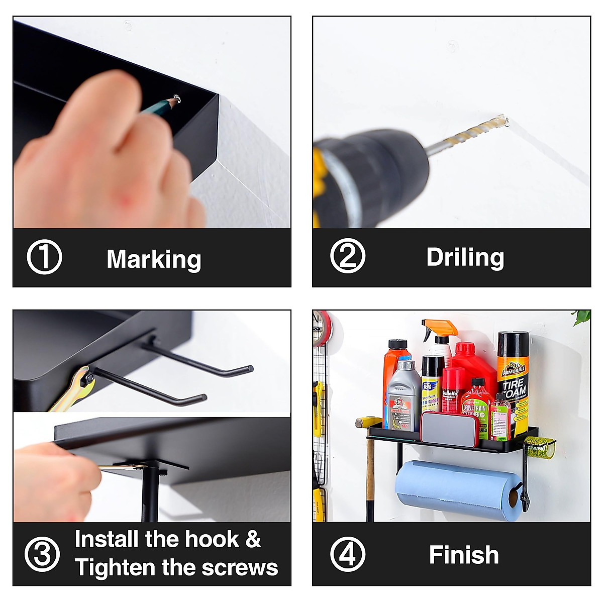 Taozun Under Cabinet Paper Towel Holder - Self Adhesive Paper Towel Rack for Kitchen, SUS304 Stainless Steel