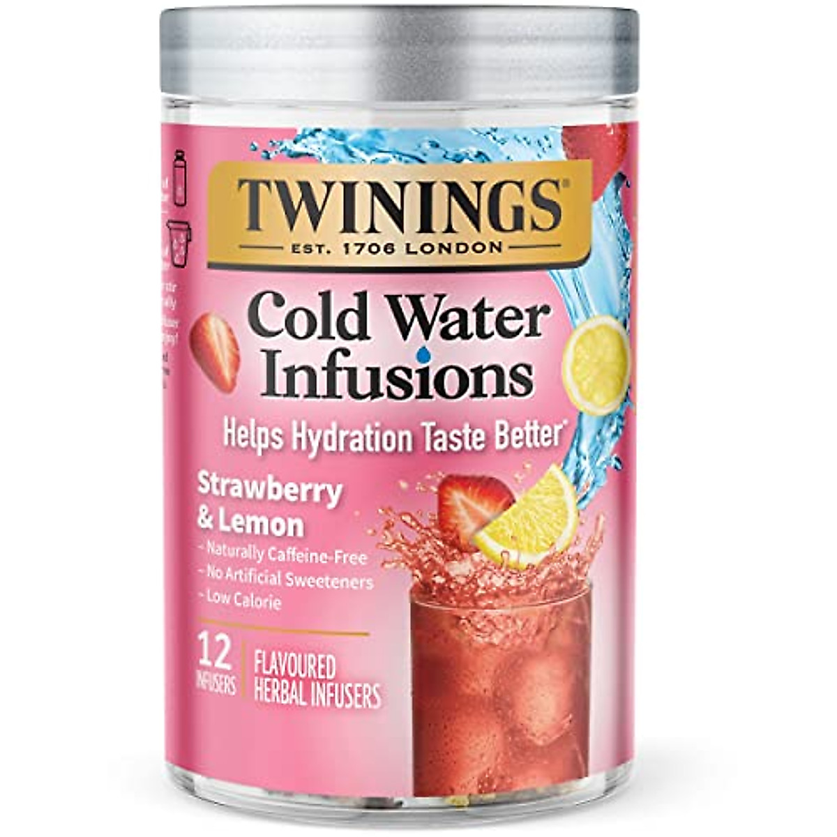 Twinings Cold Infuse Flavored Water Enhancer, Strawberry & Lemon, 12 Count (Pack of 6), Enjoy Hot or Iced