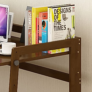 HollyHOME Bamboo Writing Desk with Baffle, 33.07"(L) x16.93(W) x31.50(H), Study Computer and Laptop Desk, Home Office Desk, Freestanding Portable Dressing Gaming Table for Apartment, Bedroom