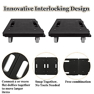 ZUQIAN 2 Pack Furniture Mover 16.3 x 11 Inch with 4 Wheels, Heavy Duty Furniture Dolly 550 Lbs Weight Capacity Each, Portable Furniture Moving Dolly Interlockable for Moving Furniture, Refrigerator