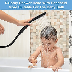 Handheld,Rain Black Square shower head with Hose,High Pressure 6 Spray Settings Rainfall Detachable shower heads Set with 59" Stainless Steel Hose/Bracket/Shower Loofahs/Tape