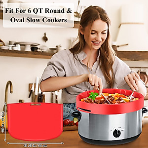 Silicone Slow Cooker Liners Bags-Compatible with Crock Pot 6 QT, Easyjoy For Crock Pot Liners Reusable Divider Bags Fit For 6 Quart Oval & Round Slow Cookers, Leakproof Dishwasher Safe BPA Free, 1PCS