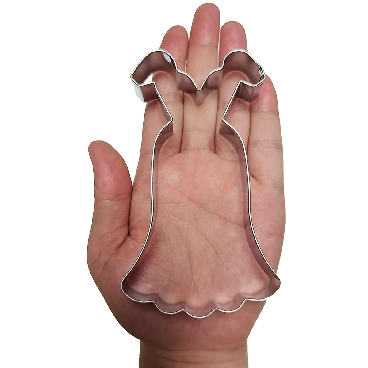 Large Size Dress Shaped Cookie Cutter, Stainless Steel Short Sleeved Wedding Dress Princess Dress Cookie Cutter, 4.9 Inches