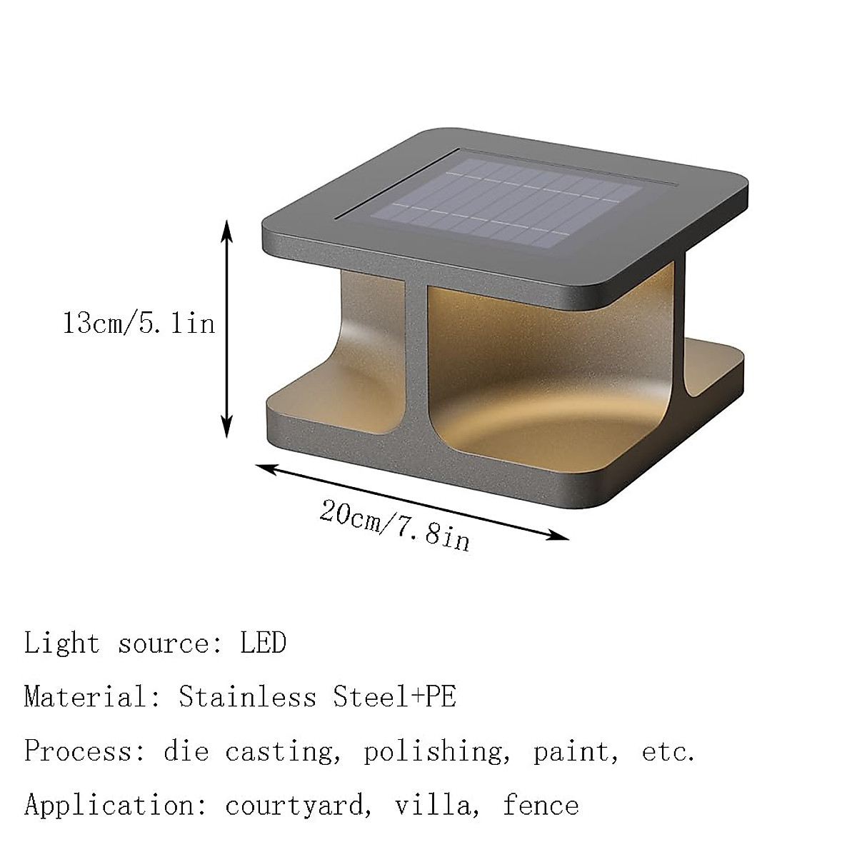 VELLOW Solar Post Lights European -Style Simplicity Outdoor Stigma Lamps 3000K Solar Power Led Exterior Column Lamp Waterproof Post Cap Light Decontorations Landscape Lighting for Patio Porch Railing