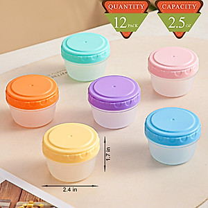 TOUWMX 12 Pack Salad Dressing Containers, 2oz Leakproof Sauce Containers with Lids, Portable Lunch Box Accessories, BPA Free, Microwave & Dishwasher Safe