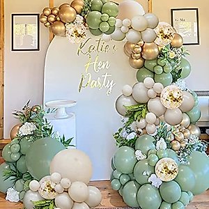 Sage Green Gold Balloons Garland Kit,130 pcs Olive Green Gold Confetti Blush Balloons Arch for Birthday Baby Shower Bridal Shower Engagement Wild One Party Decor