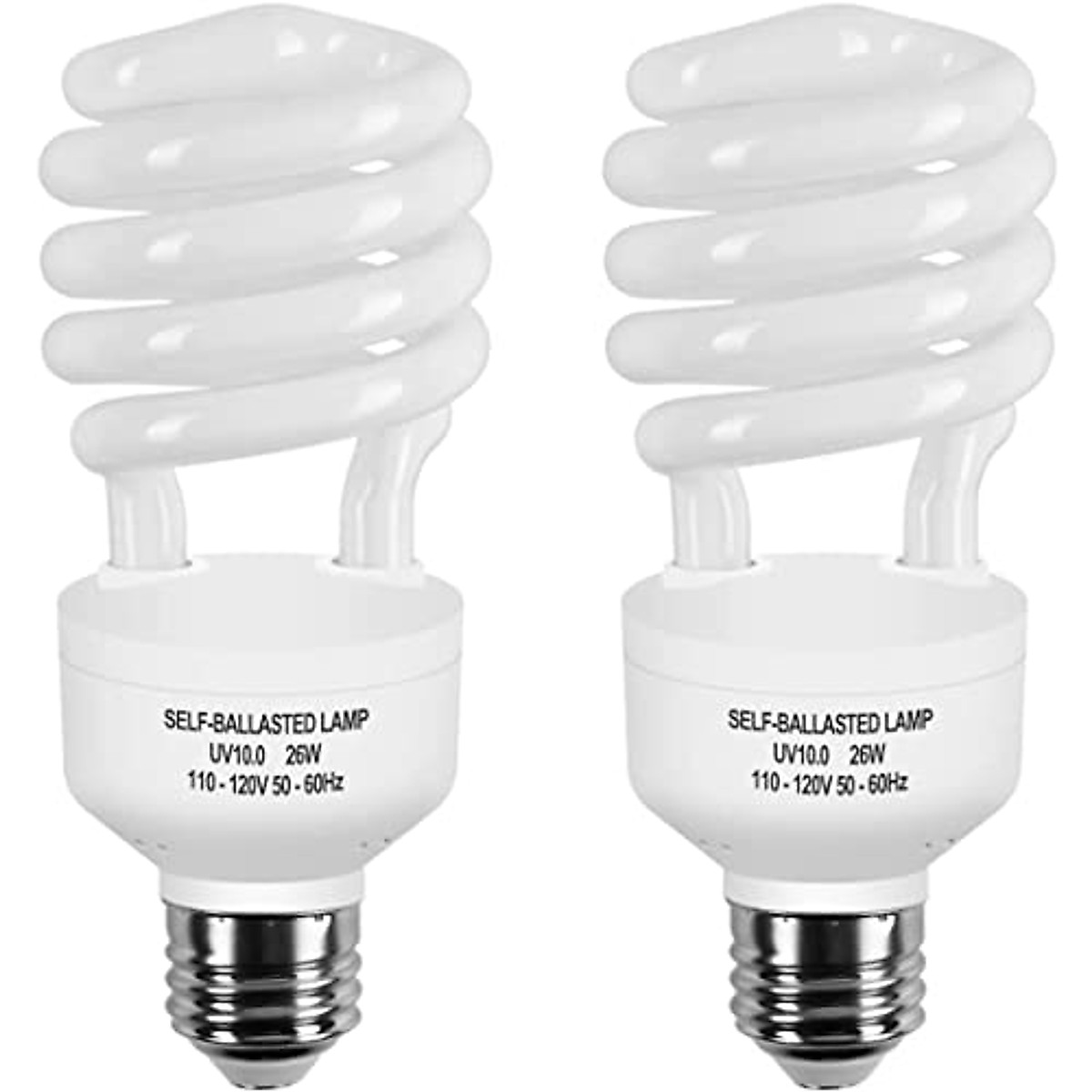Simple Deluxe 2-Pack Reptile Compact Fluorescent Lamp Light Bulb for Rainforest Tropical Terrarium, Lizard, Turtle, UVB 10.0, 26W