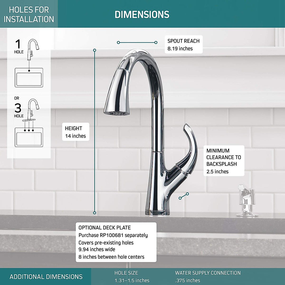Peerless P7935LF Parkwood Single Handle Pulldown Kitchen Faucet Pull-Down, Chrome