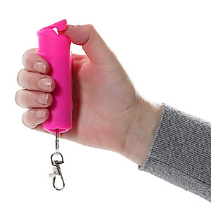 Mace Brand Maximum Strength Pepper Spray with KeyGuard Hard Case (Hot Pink) – Accurate 10’ Powerful Pepper Spray, Flip Top Safety Cap, Leaves UV Dye on Skin – Great for Self-Defense