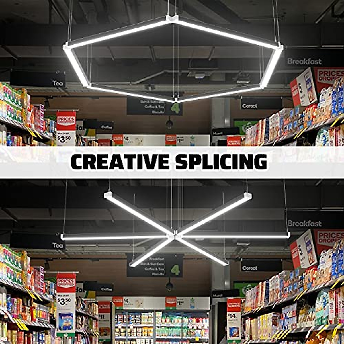 FAITHSAIL 4FT LED Linear Light 5000K 6000LM Suspension Office Lighting Fixture with Plug, 60W Commercial Light Fixture Shop Light for Office Gym Garage 4 Pack