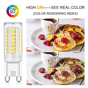 Umleeddlt Bulb LED G9 4W (40W Halogen Equivalent) 400 LM G9 Bi-pin Base LED Light Bulbs Daylight White 6000K AC 120V 360° Beam Angle Non-dimmable for Home Lighting Ceiling Light (10 Pack)