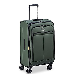 DELSEY Paris Sky Lite Softside Expandable Luggage with Spinner Wheels, Green, Checked-Medium 24 Inch