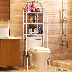 Tangkula 3-Tier Toilet Shelf Bathroom Space Saver Chrome Over The Toilet Shelf Organizer Multi-Layer Classic Design Metal Frame Study Waterproof Free Standing Bathroom Shelves (68" H)