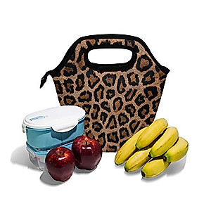 senya Lunch Bag Insulated Lunchbox Handbag Tote Bags Reusable Cooler Containers Organizer School Outdoor for Women Men Girls Boys Kids (Leopard)
