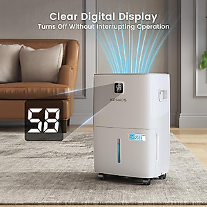 Kesnos 80 Pints Energy Star Dehumidifier for Home & Basement with Drain Hose, Front LED Display and 1.06 Gal Water Tank, Ideal for Spaces up to 5,500 Sq. Ft., Featuring Auto Defrost & Timer Function