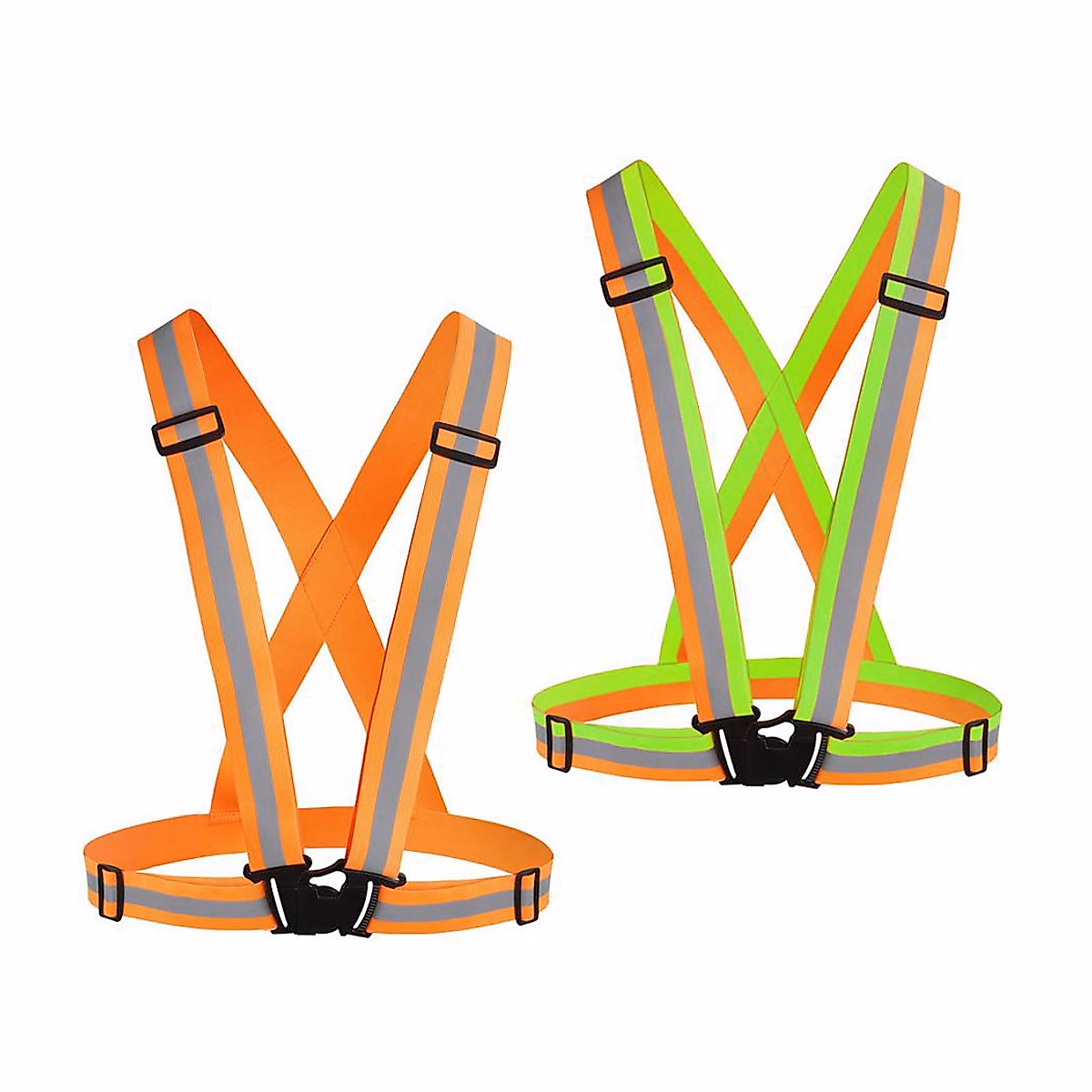 Chiwo Reflective Vest Running Gear 2Pack, High Visibility Adjustable Safety Vest for Night Cycling,Hiking, Jogging,Dog Walking(Color Ornage)