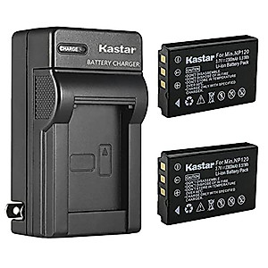 Kastar 2-Pack Q120 Battery and AC Wall Charger Replacement for MINOLTA MN35Z Camera, Zoom BT-03, Zoom BT-03 B Battery, Zoom Q8 Q8N Recorder Camera, Bell & Howell B35HDZ Camera