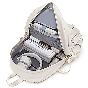 abshoo Big Student Laptop Backpack For College Women Middle High School Teen Girls Bookbag Travel Daypack (Beige)