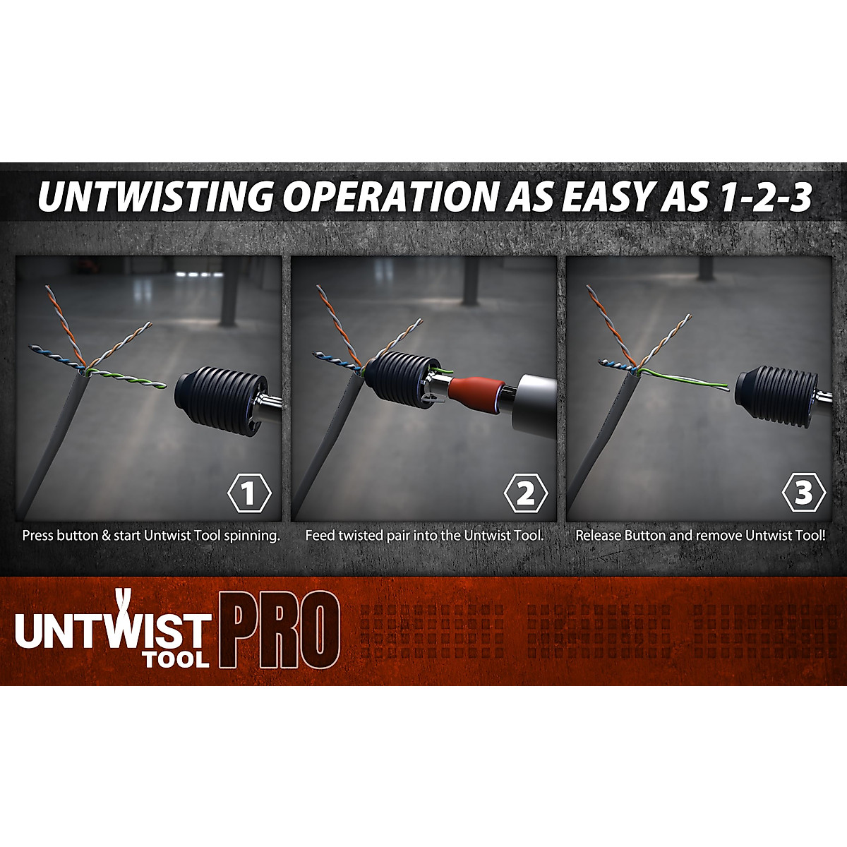 Untwist Tool PRO-COMBO Quickly Separates CAT5e, CAT6, CAT6A, & CAT7