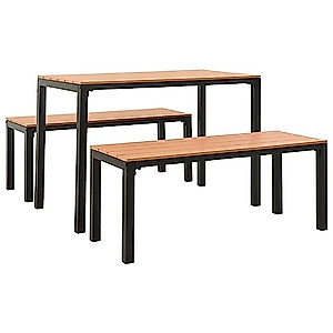 TCSGURK Modern Outdoor Patio Furniture Set, Dining Chairs and Table Set, Steel and WPC (Color : Brown, Size : 43.3" x 23" x 29.7")