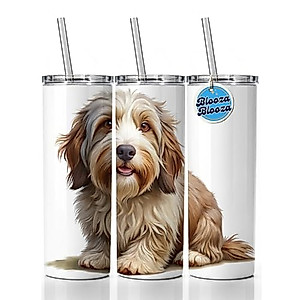 Petit Basset Griffon Vendeen Dog Illustration Skinny Tumbler 20oz with Straw Insulated Water Bottle Gift