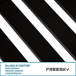 FREESky 5-Piece Patio Dining Set, Outdoor Furniture Set: Square Wood-Like Garden Table with Umbrella Holes & 4 Stackable Backyard Chairs