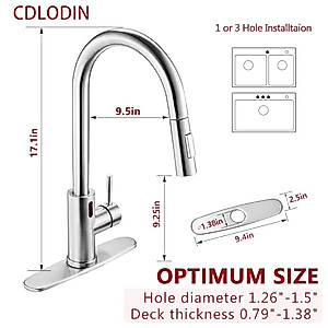 Spring Touchless Kitchen Faucet with Pull Down Sprayer, Stainless Steel Commercial High Arc Flow Motion Sensor Activated Kitchen Faucets, Smart Hands Free Faucet for Kitchen Sink (Nickel)