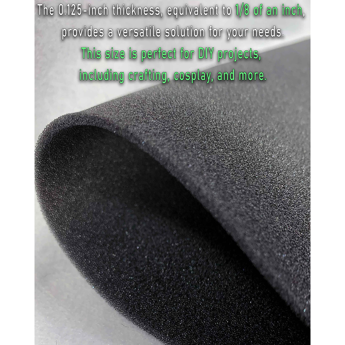 FabricEmpire 1/8'' Medium Density 60'' Wide Stretch Charcoal Foam for Arts and Crafts, Vinyl, Home & Automotive Upholstery Projects (Sold by Continuous Yard)