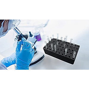 Polar Whale Test Tube Rack Black Foam Storage Rack Organizer Stand Transport Holds 50 Tubes Fits up to 10mm Diameter