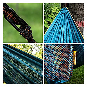 LAISHSNAIL Camping Hammock with Neck Pillow, Portable Mesh Ice-Silk Polyester Outdoor Double Hammocks with 2 Tree Straps, 500 lbs Load Capacity, Perfect for Camping Outdoor/Indoor Patio(Blue)